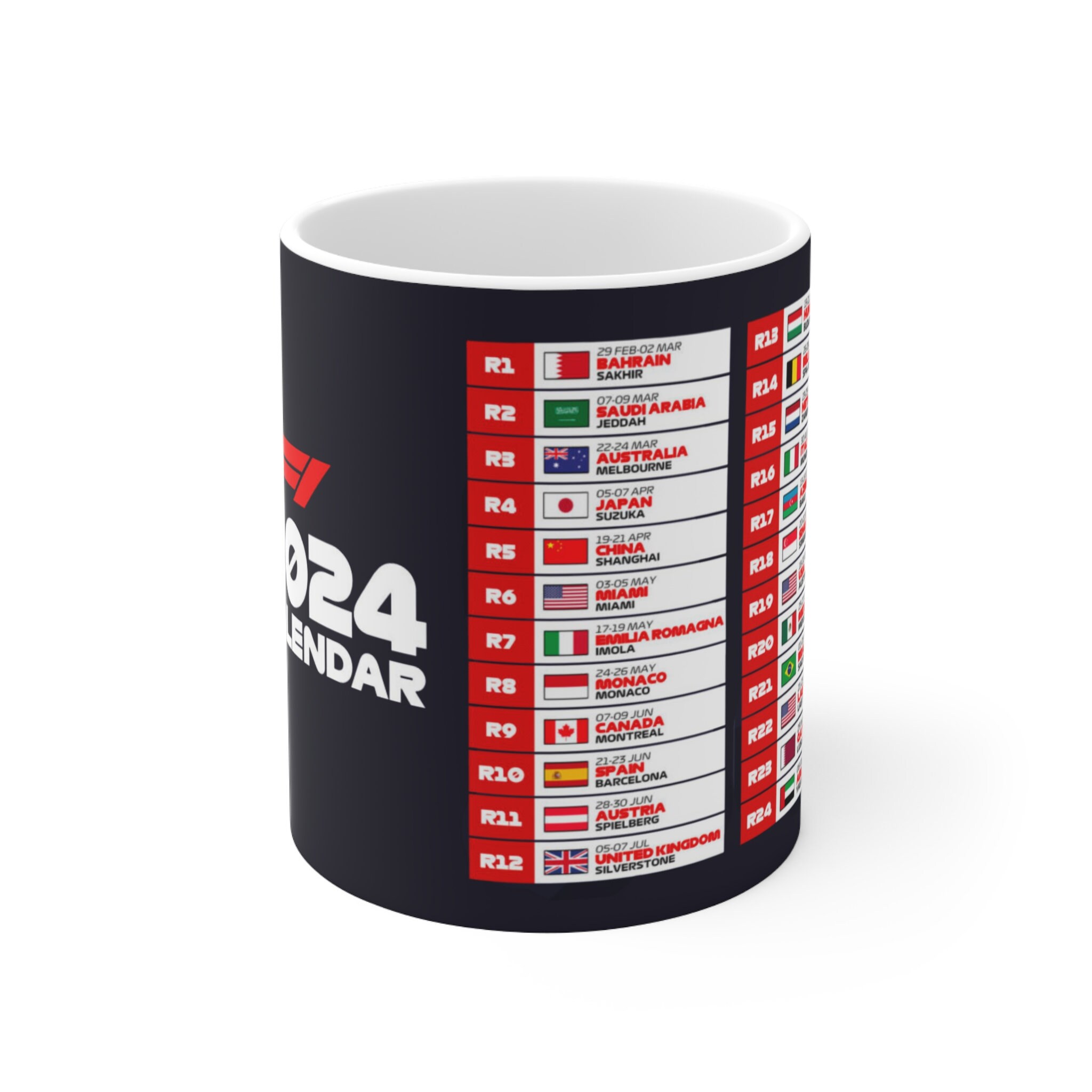 F1 Calender 2024 Coffee Mug Formula 1 Merch Gift Ideas - Etsy