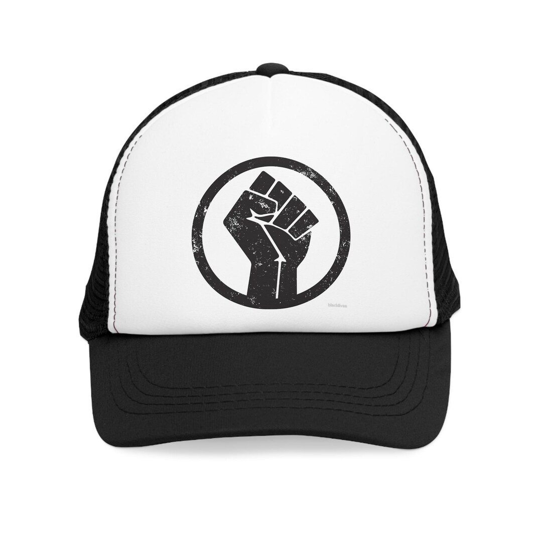 Mesh Cap, Black Power Fist Cap - Empowering Hat, Fist Symbol Headwear ...