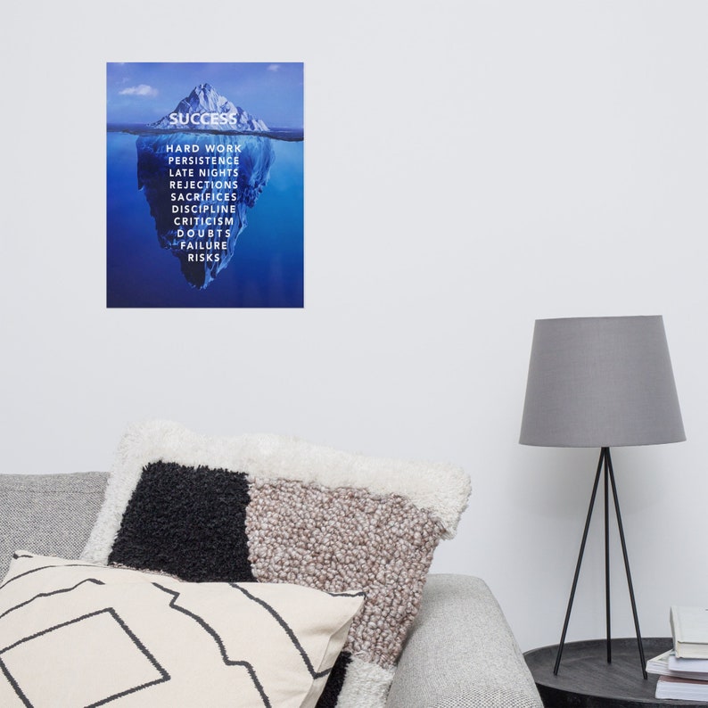 MOTIVATIONAL Big POSTER Success Iceberg Quote List Inspirational Blue ...