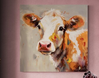 Hand Painted Cow Print Painted Cow Canvas Wall Art Farmhouse Ranch ...
