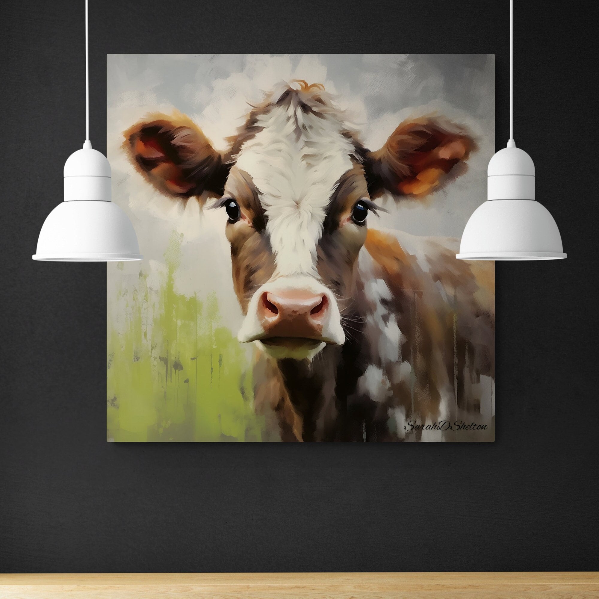 Hand-painted Cow Print on Canvas Cow Painting Print Art - Etsy