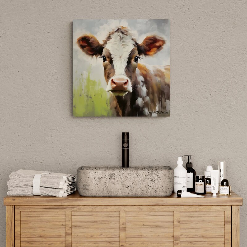 Hand-painted Cow Print on Canvas Cow Painting Print Art - Etsy