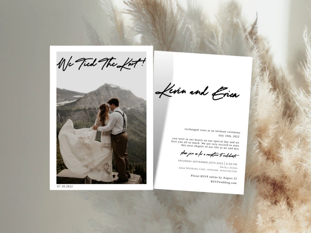 Photo Elopement Reception Invitation Template, Photo Elopement ...