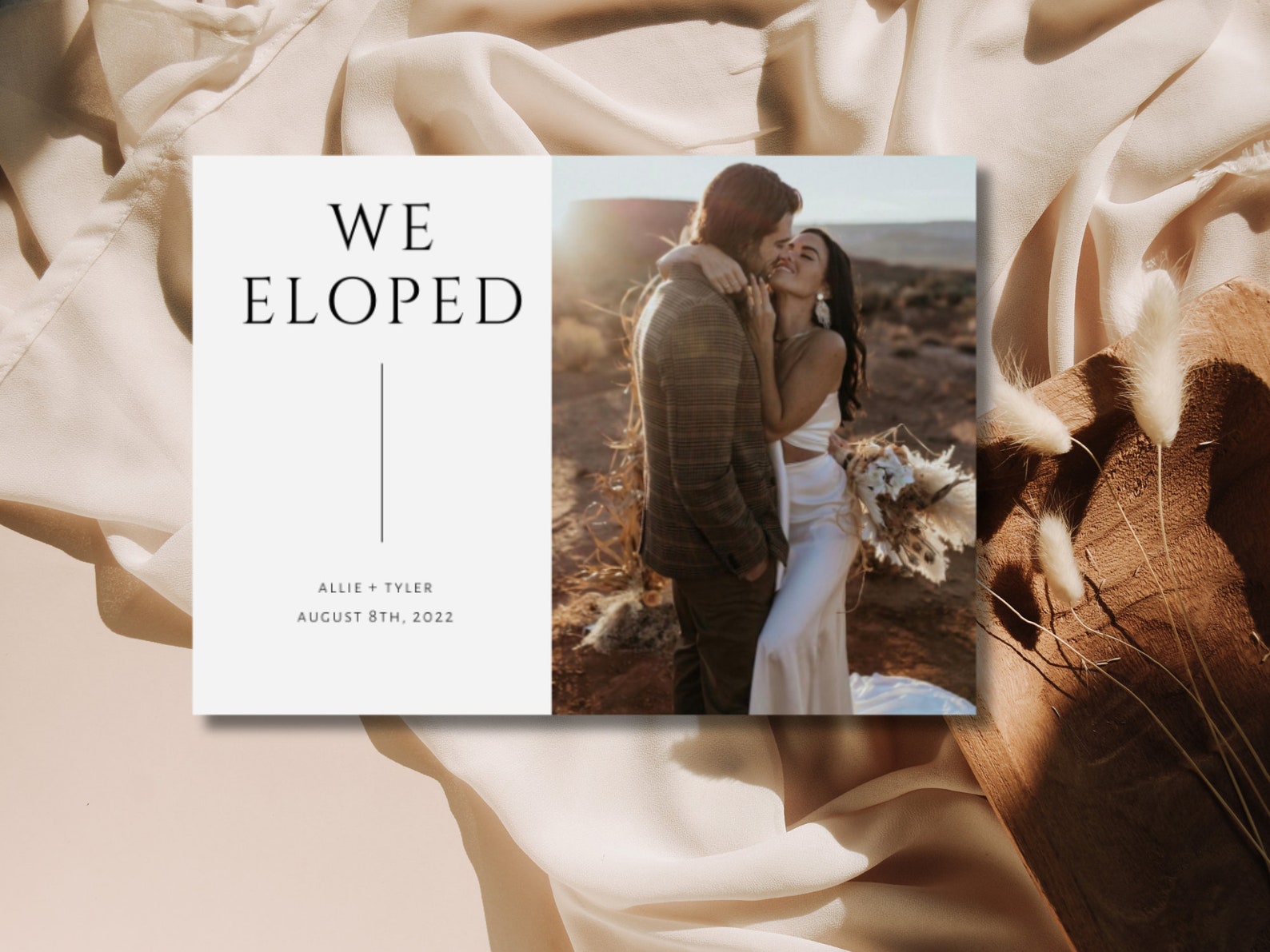 Minimalist Boho Elopement Announcement Template . Printable We Eloped ...