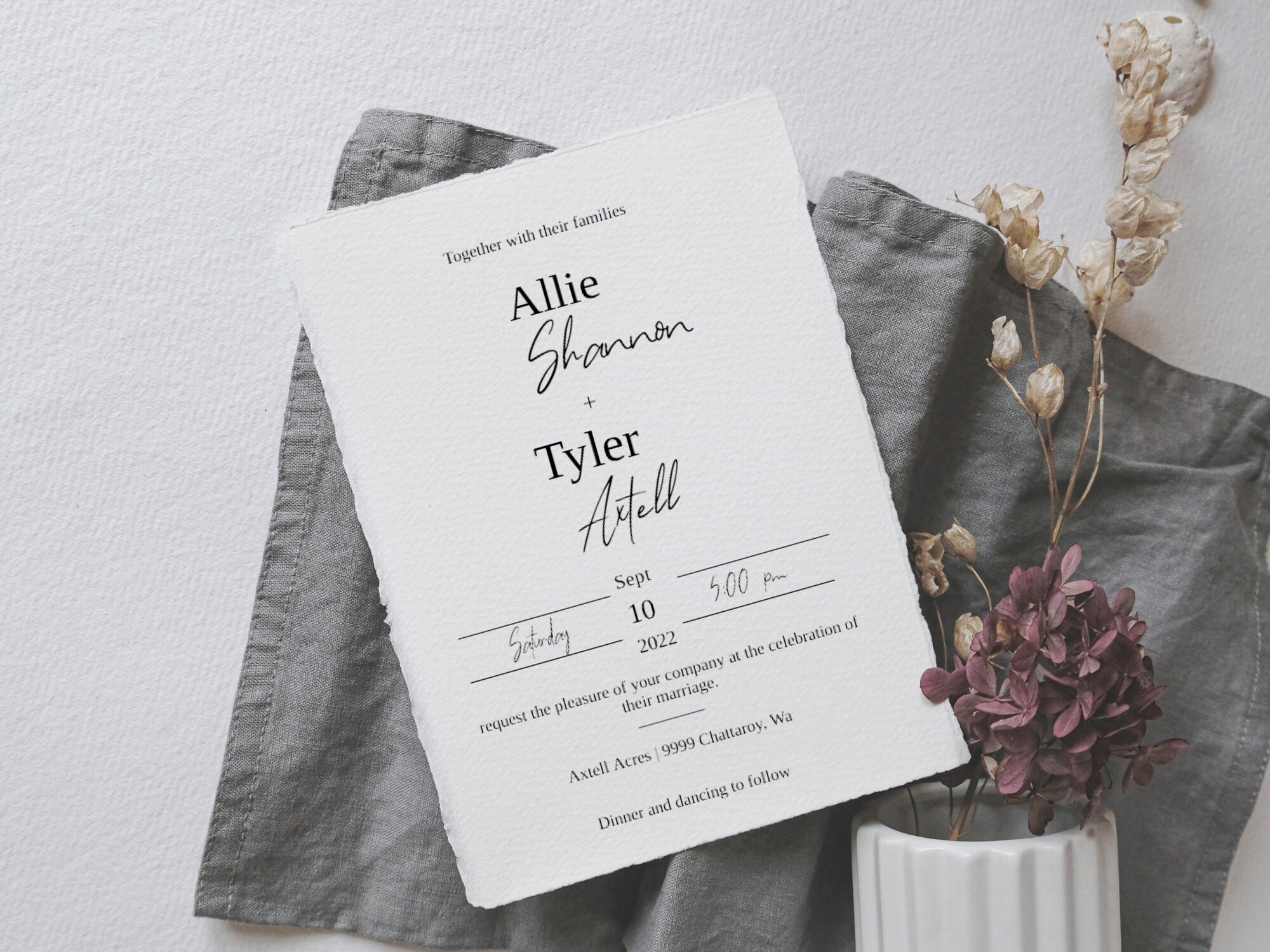 Traditional Wedding Invite Template, Simple Wedding Invitation, Instant ...