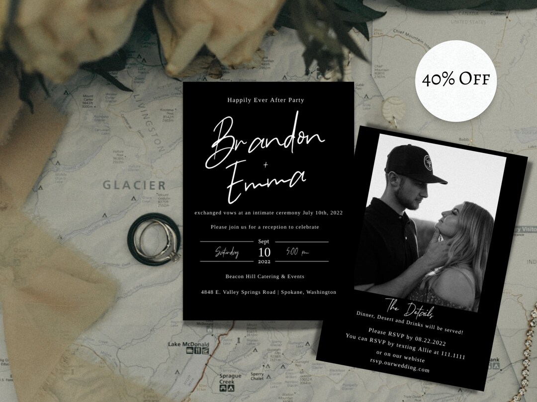 Modern Elopement Reception Invitation Template | Editable Instant ...