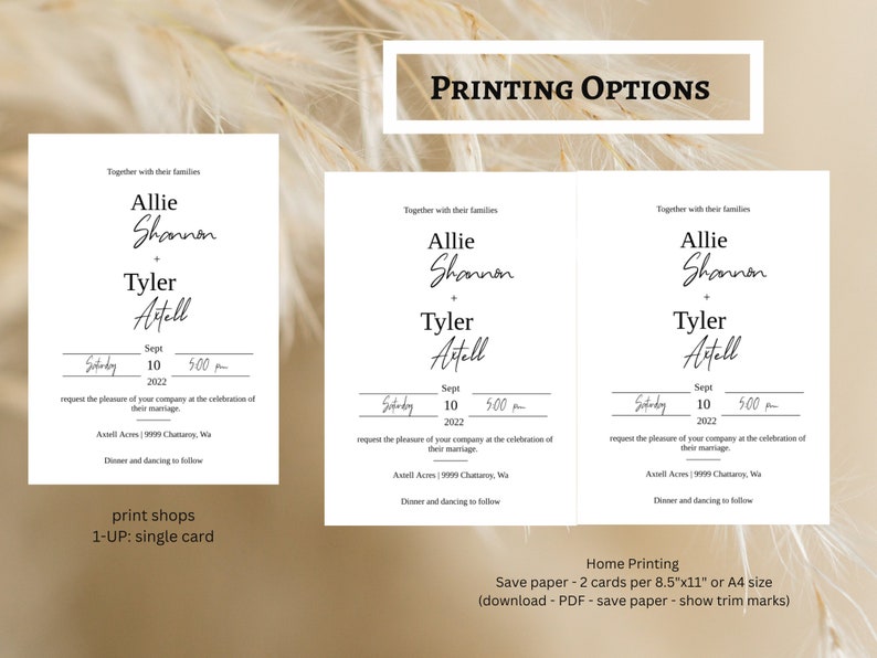 Traditional Wedding Invite Template, Simple Wedding Invitation, Instant ...