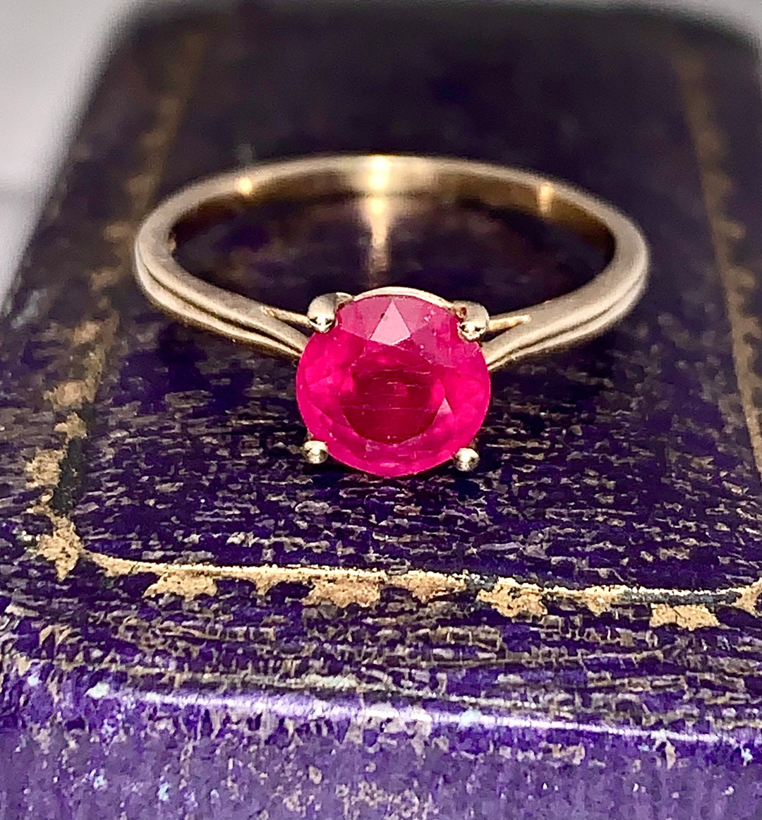 Vintage 9ct Gold on Sterling Silver Ruby Ring Q1/2 - Etsy