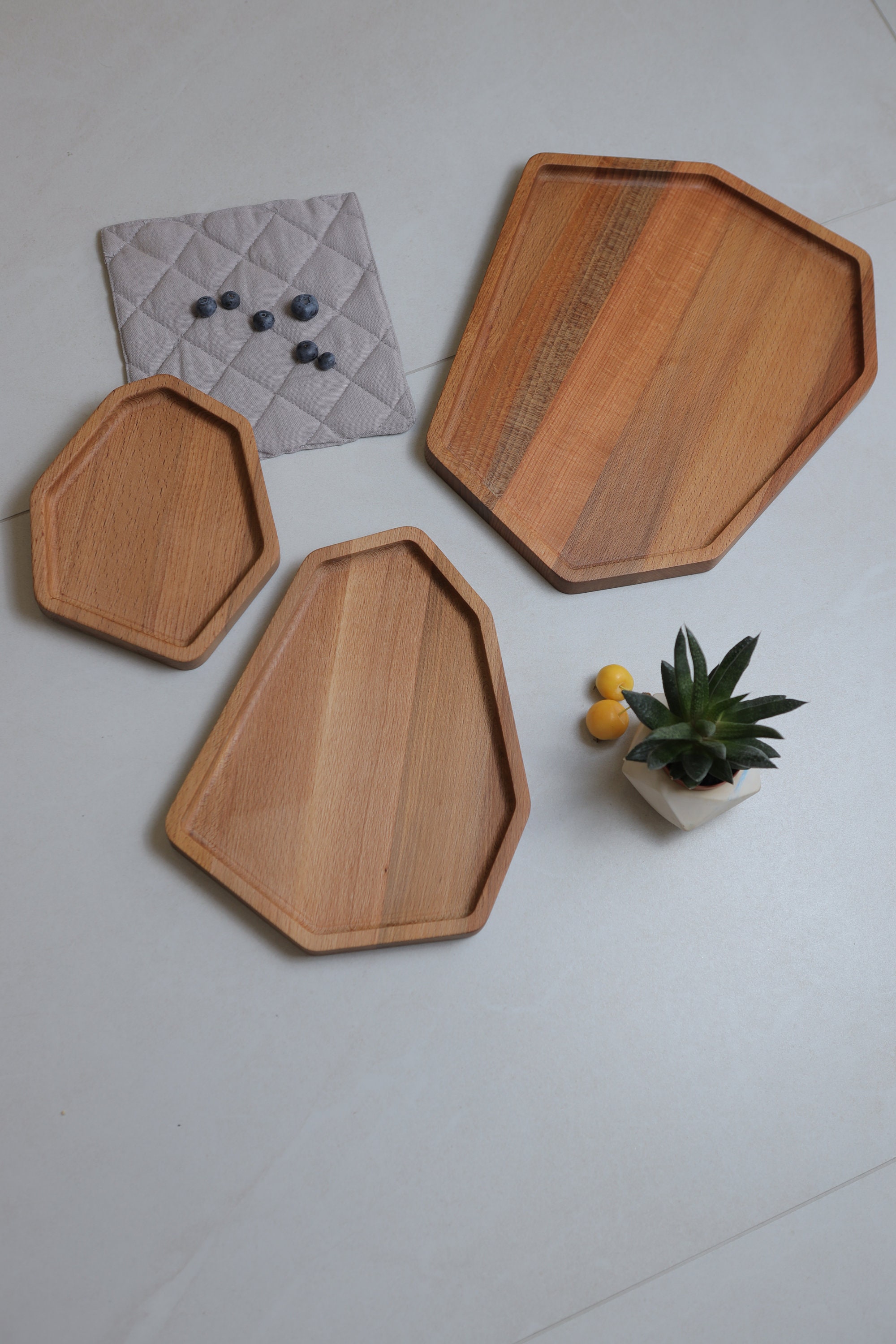 Polygon Shapes Plate Set / Dinnerware / Creative Wood Plates - Etsy