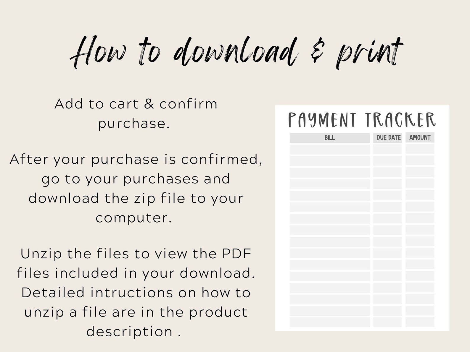 Monthly Payment Tracker, Expense Tracker, Printable Budget Planner ...