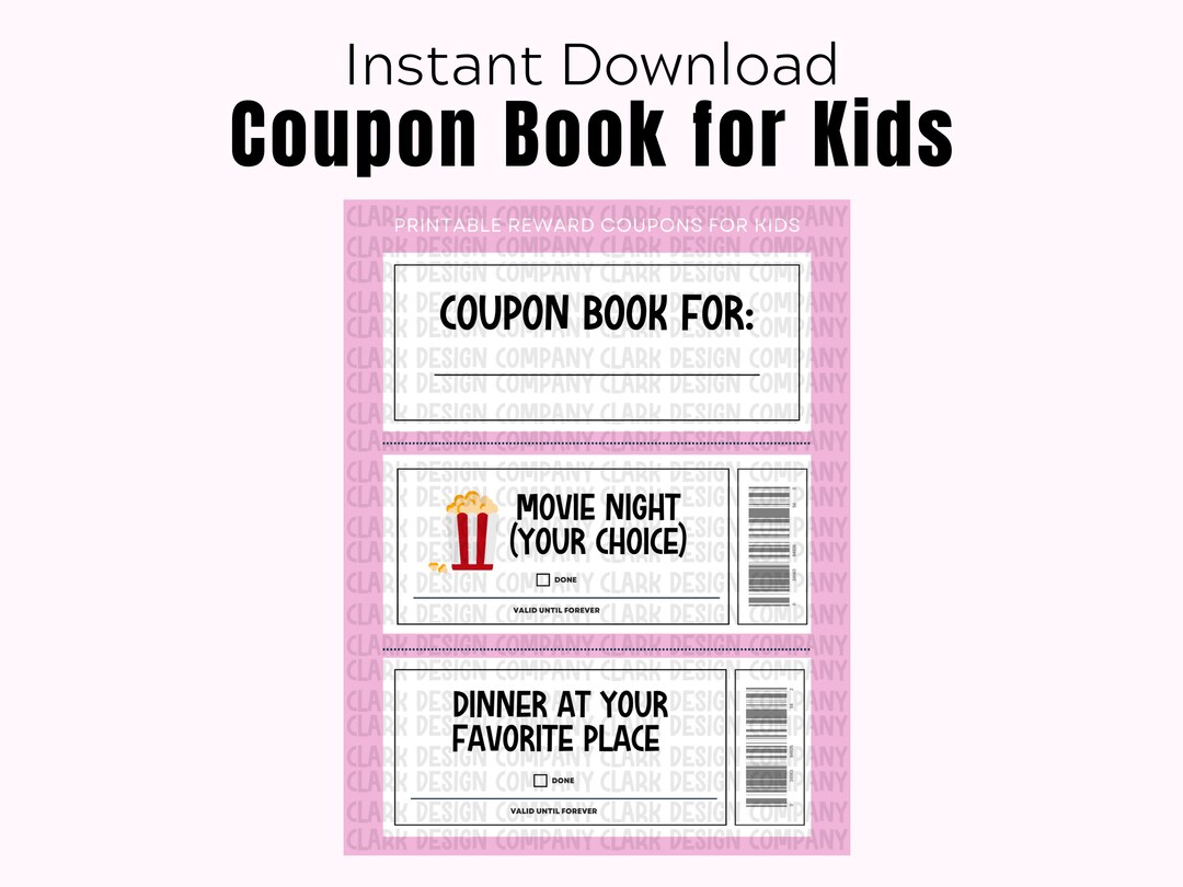 Kids Printable Rewards Coupon Book - Etsy