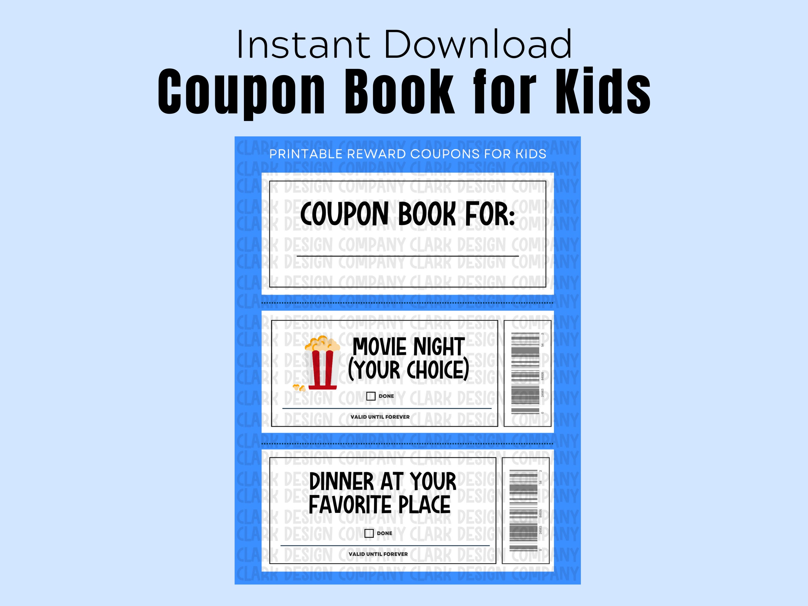 Kids Printable Rewards Coupon Book - Etsy