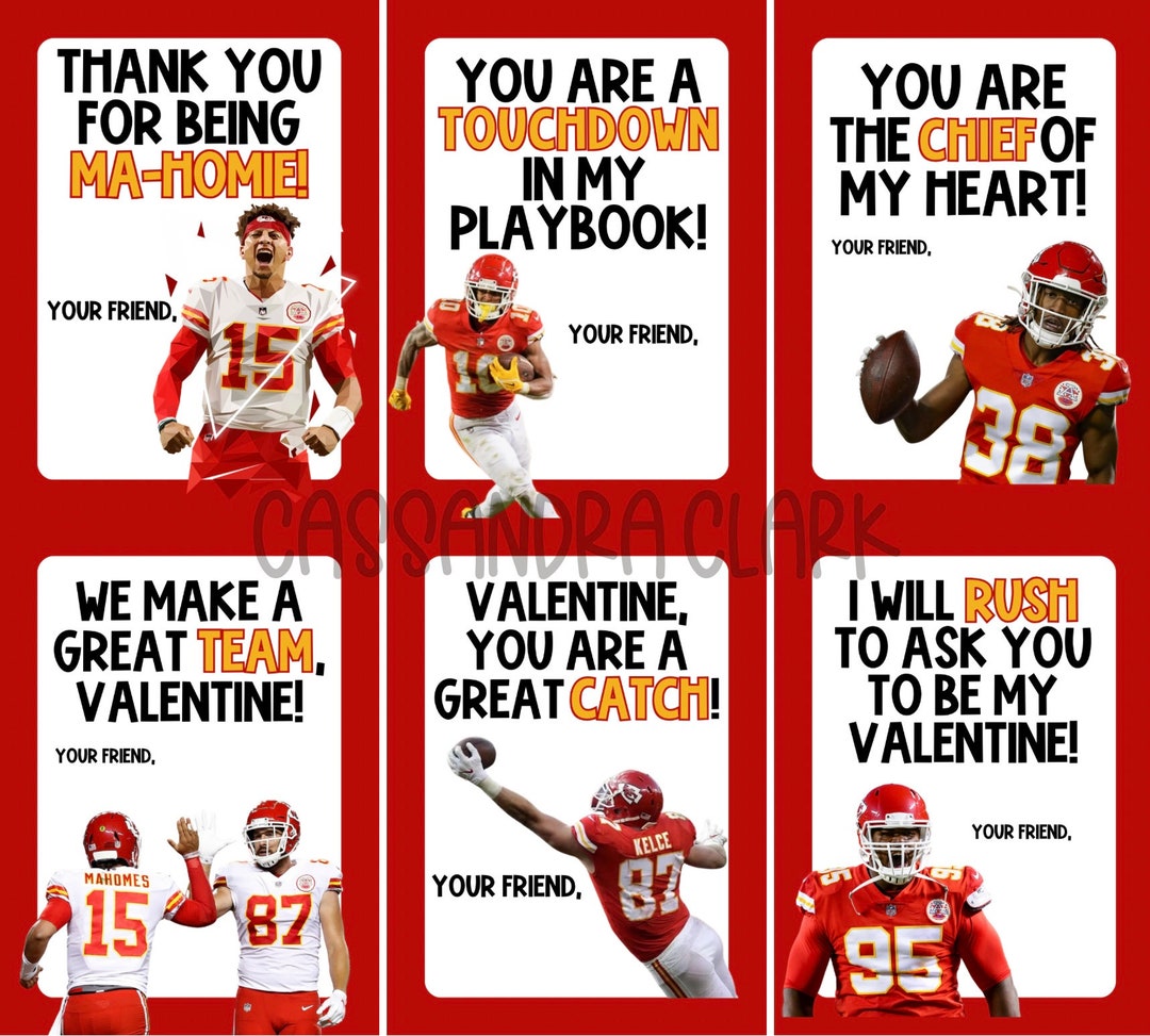KC Football Valentines Cards Printable Digital Download - Etsy