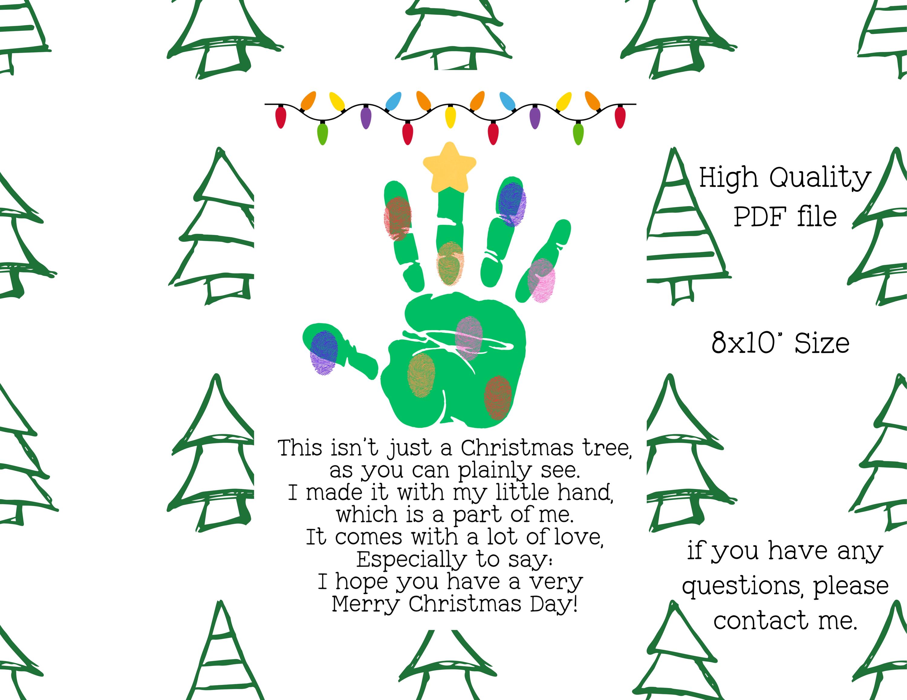 Christmas Tree Handprint Craft, Tree Poem, Christmas Handprint Craft ...