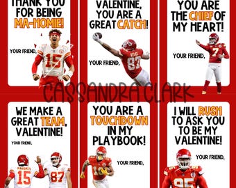 Kelce and Mahomes Valentines, PRINTABLE Instant Download, Easy Kids ...