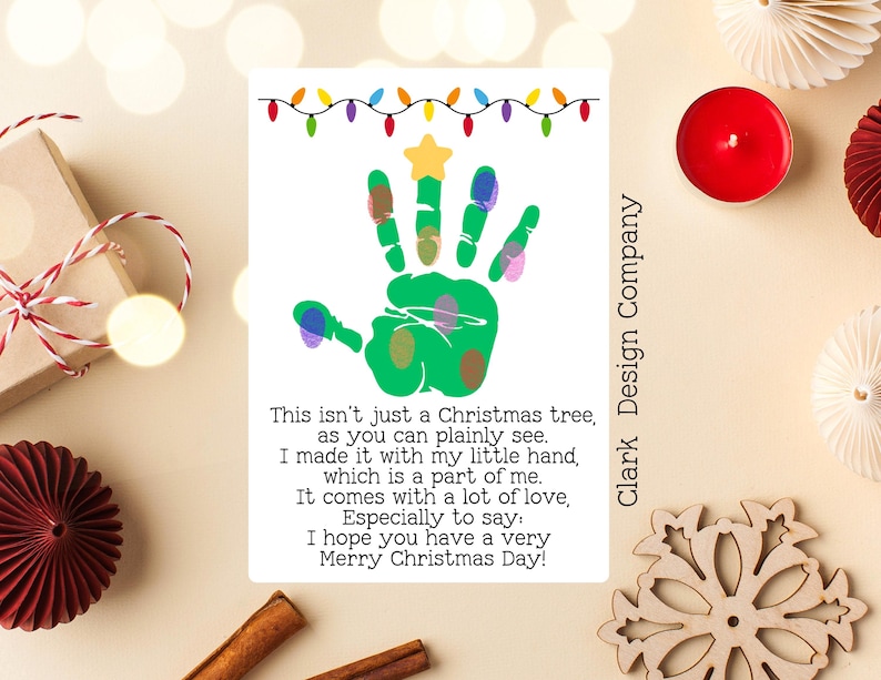 Christmas Tree Handprint Craft, Tree Poem, Christmas Handprint Craft ...