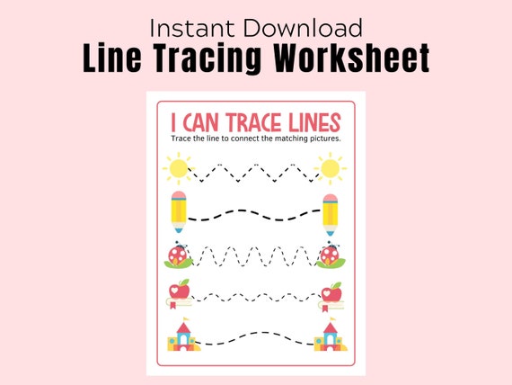 Line Tracing Practice Worksheet - Etsy