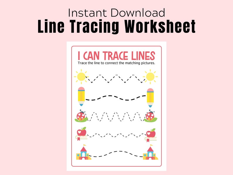 Line Tracing Practice Worksheet Etsy