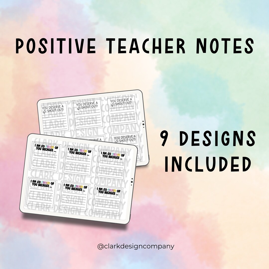 Printable Positive Teacher Note, Colorful Teacher Mail, Positive ...
