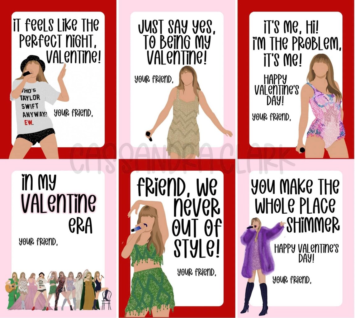 Taylor Singer Eras Valentine's Day Cards Swift - Printable Digital ...