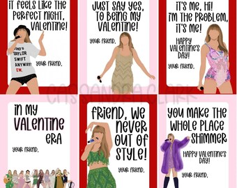 5 Taylor Swift Eras Tour Valentines Day Cards, Kids Valentine Cards ...
