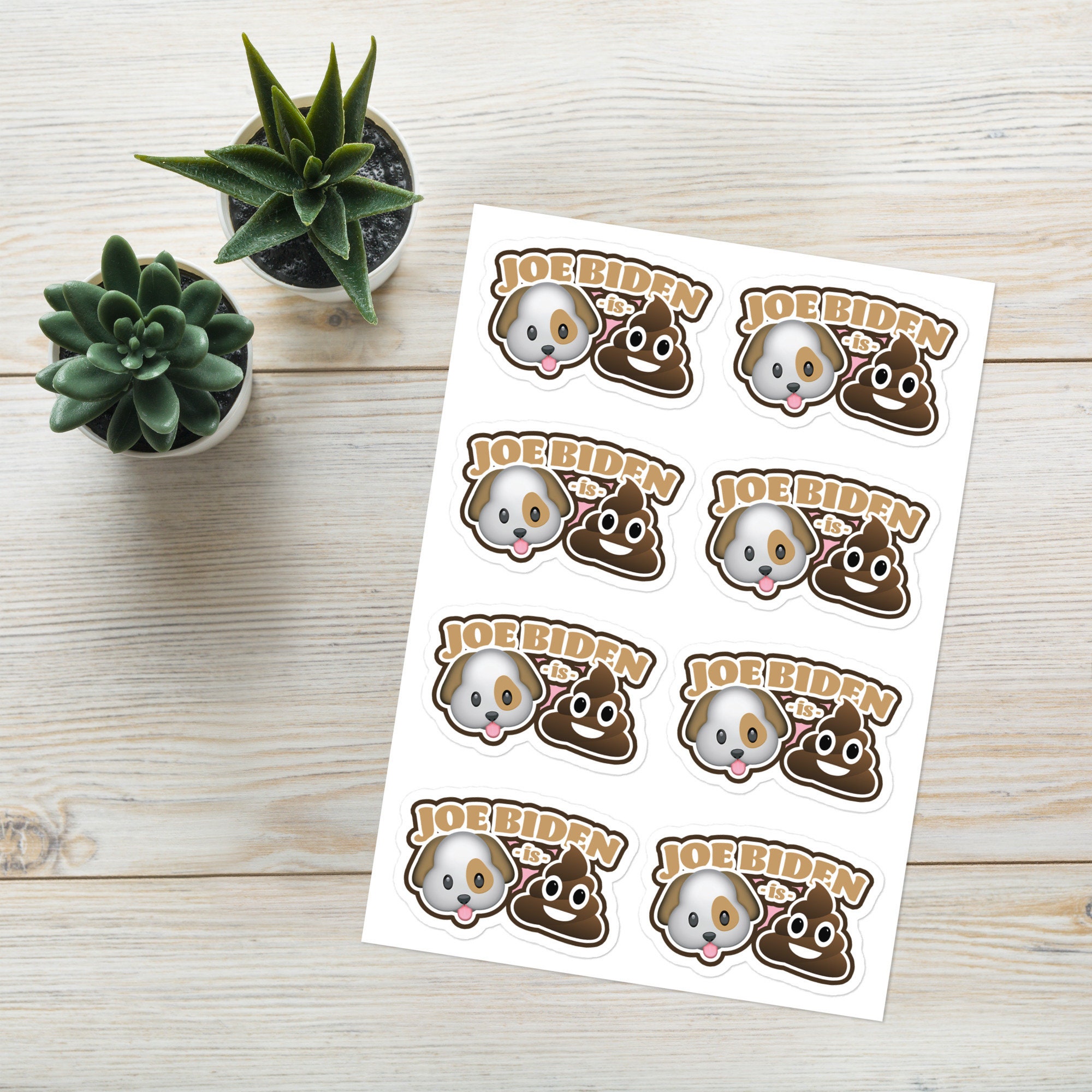 Joe Biden Sticker Sheet, Joe Biden is Dog Shit Emoji Sticker Set, Funny ...