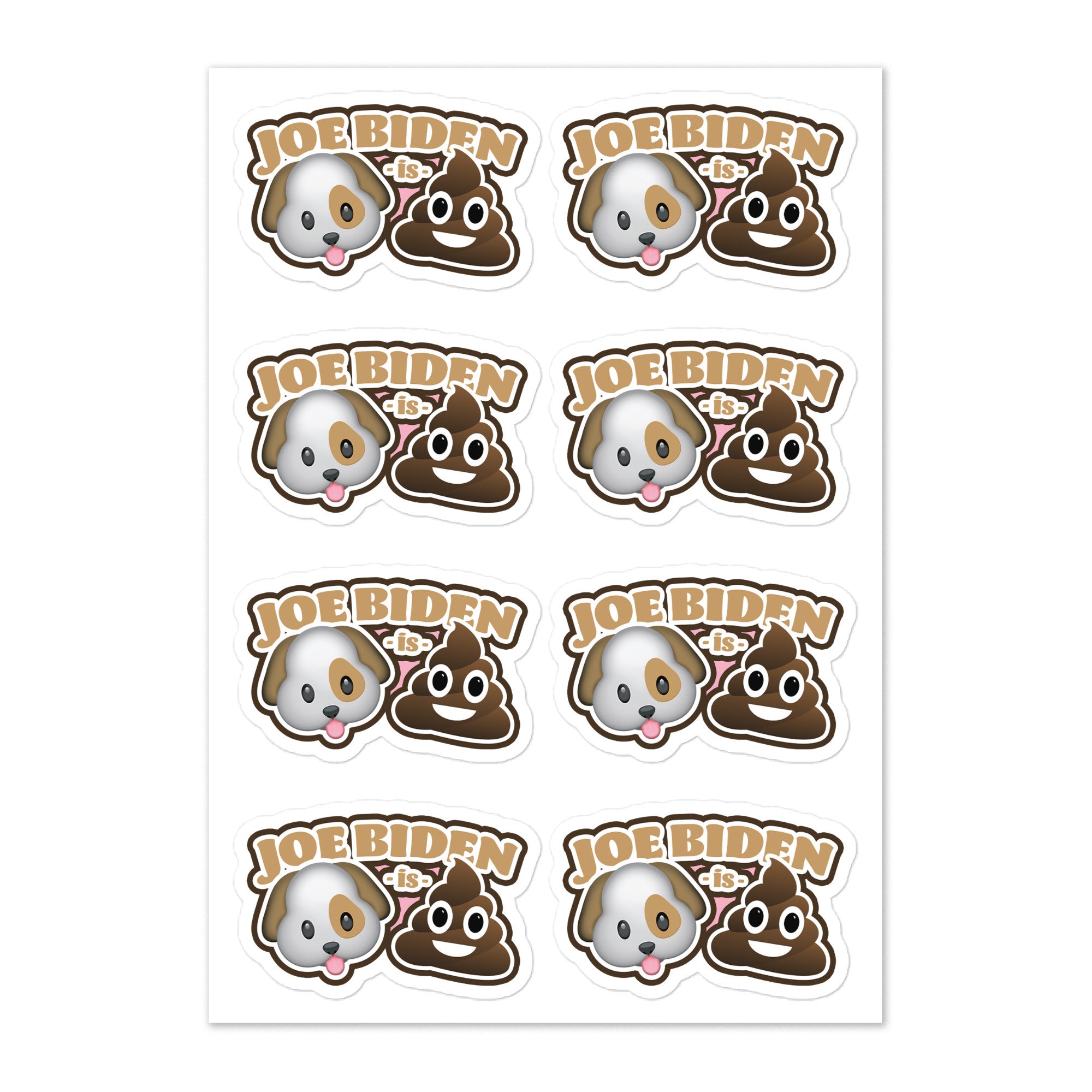 Joe Biden Sticker Sheet, Joe Biden is Dog Shit Emoji Sticker Set, Funny ...