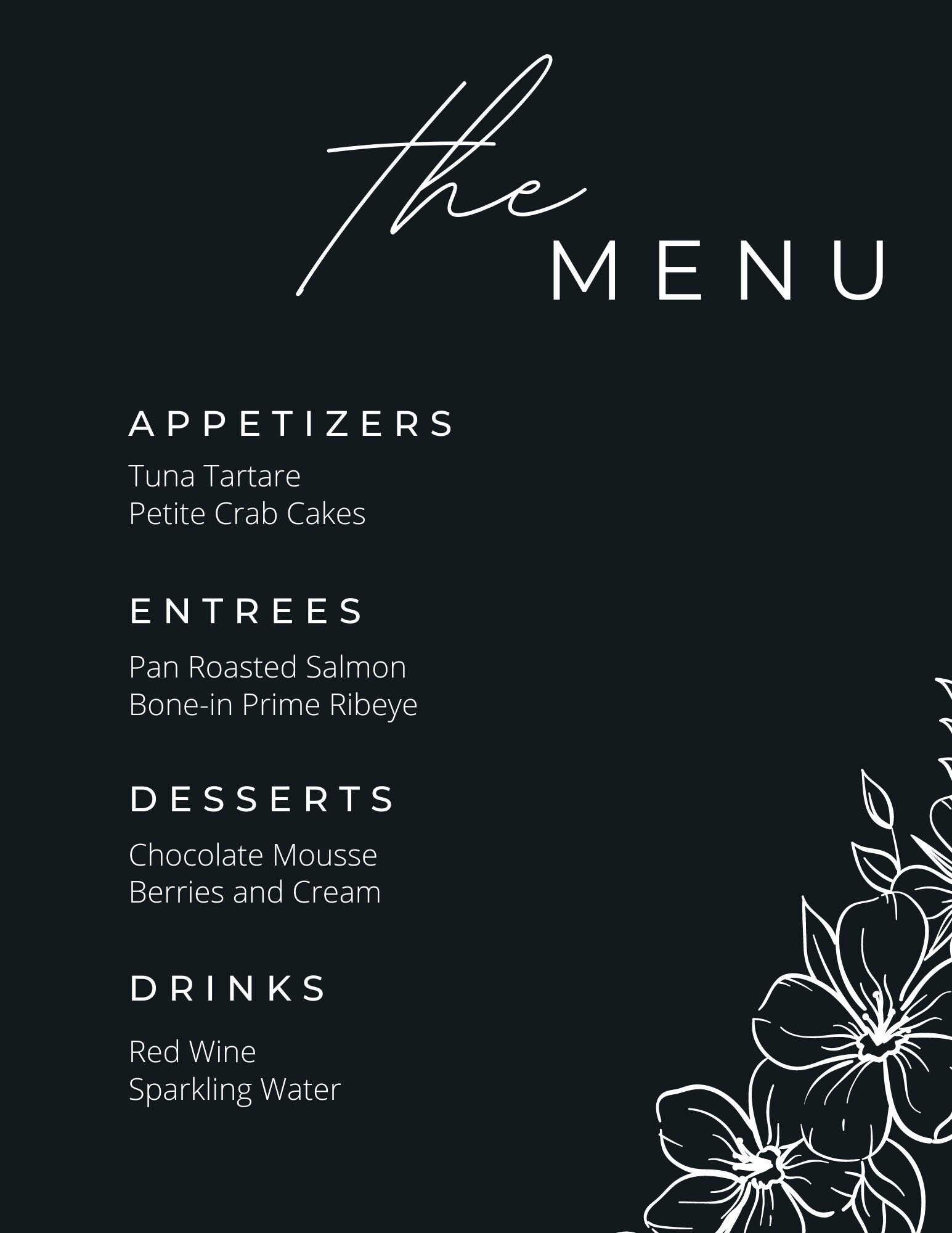 Customized Wedding Reception Menu - Etsy