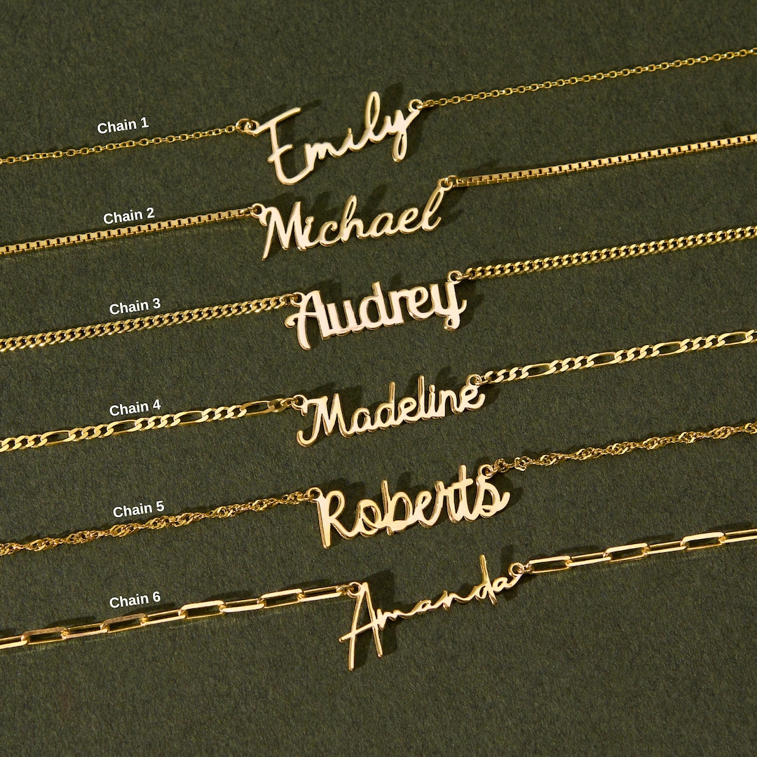 14k Gold Name Necklace, Custom Name Necklace, Personalized Gifts for ...