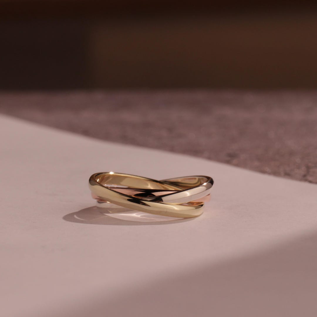 Anxiety Ring Set 3, Interlocking Fidget Rings, Dainty Spinner Rings ...