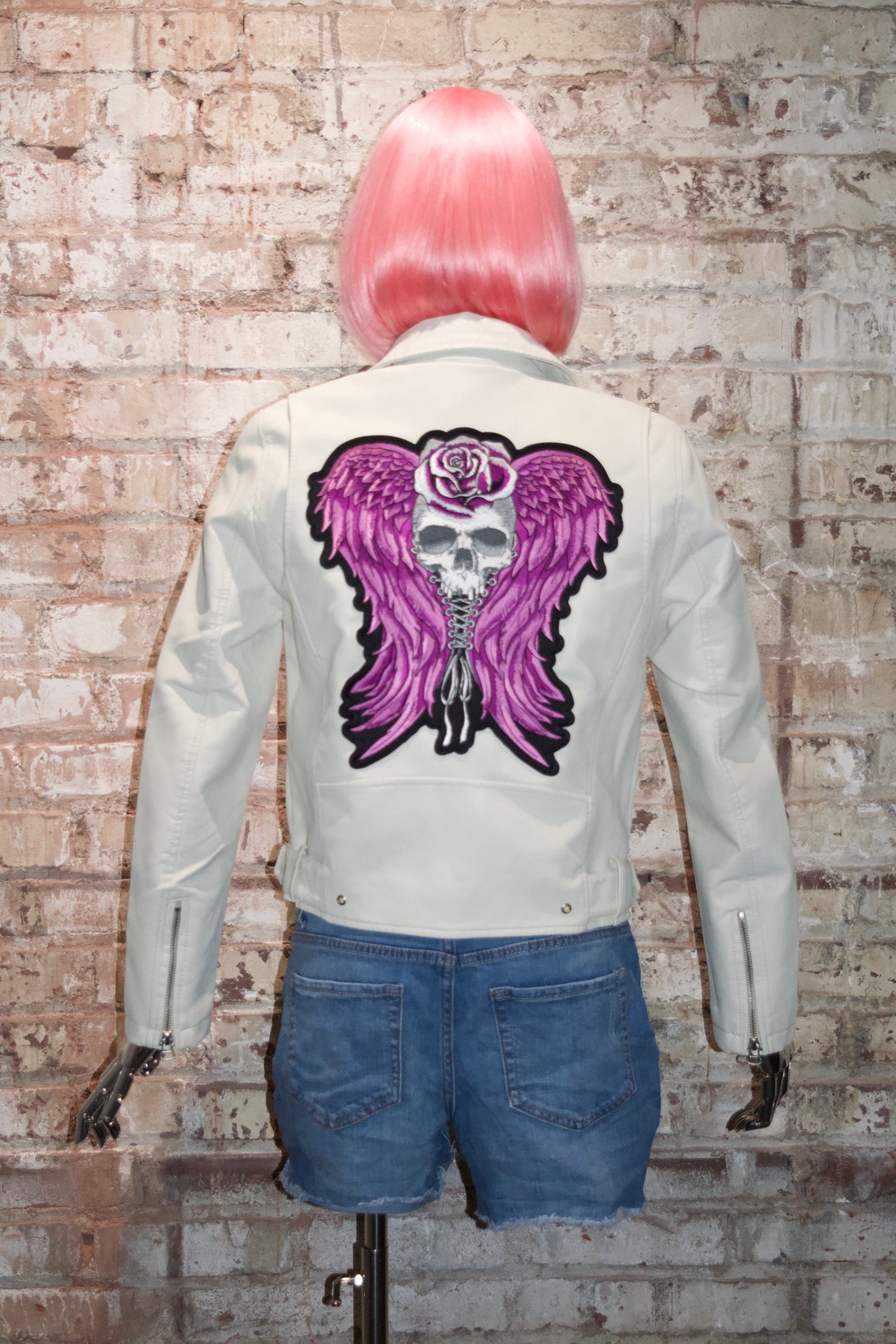 Gothic Angel Wing Leather Jacket, Purple Skull, Women's, Biker - Etsy