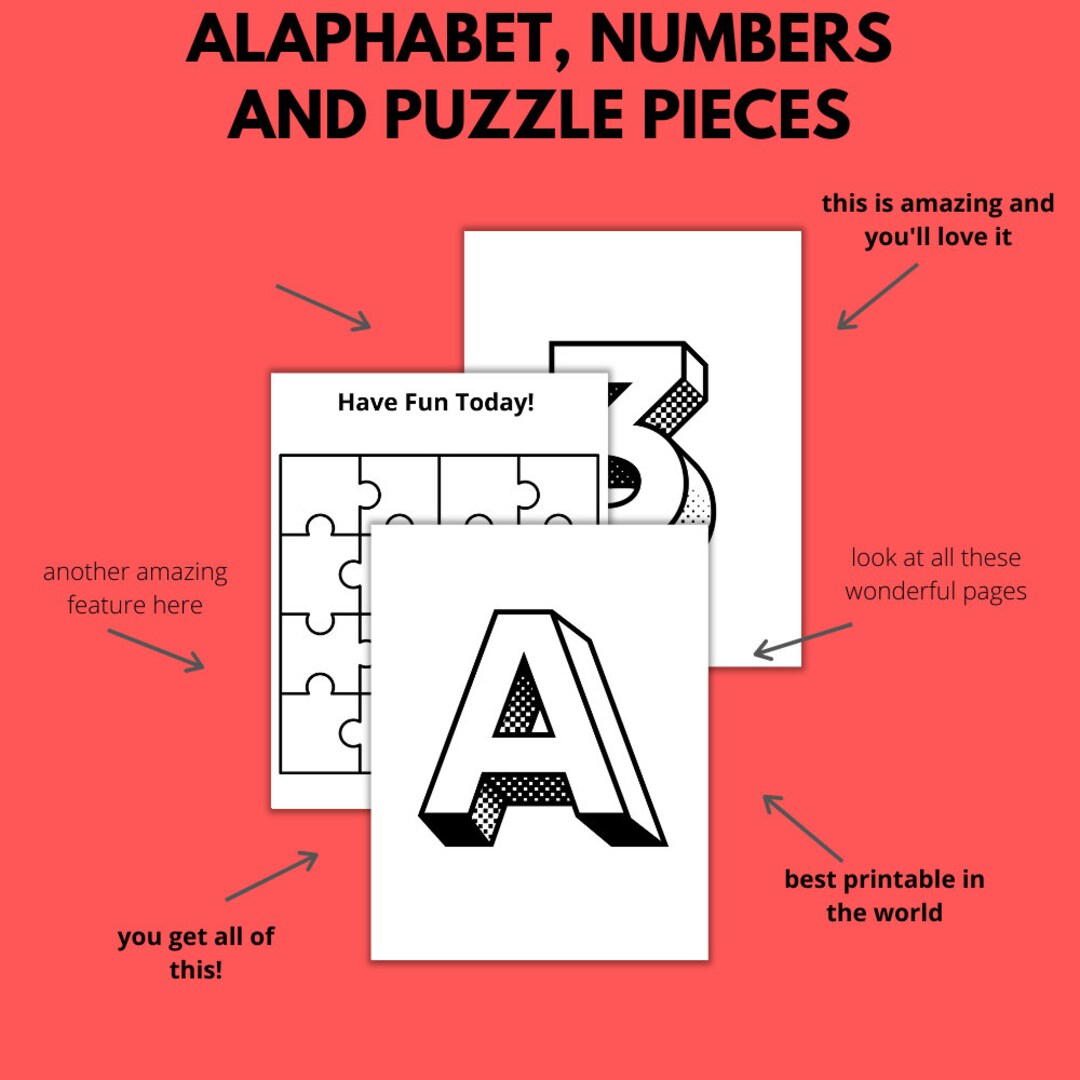 Printable Letters and Numbers With Puzzle Fun - Etsy