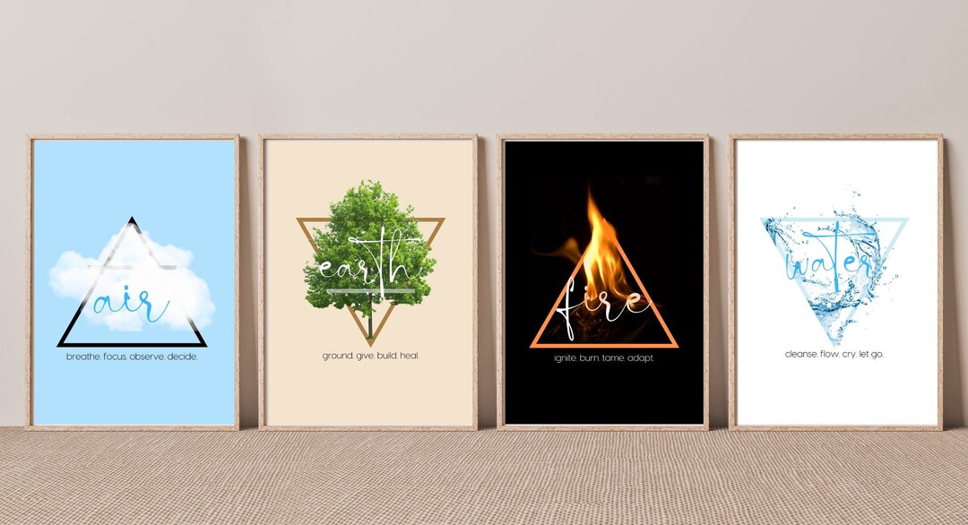 Set of Four Earth Elements Wall Print, Four Elements, Earth, Air, Fire ...