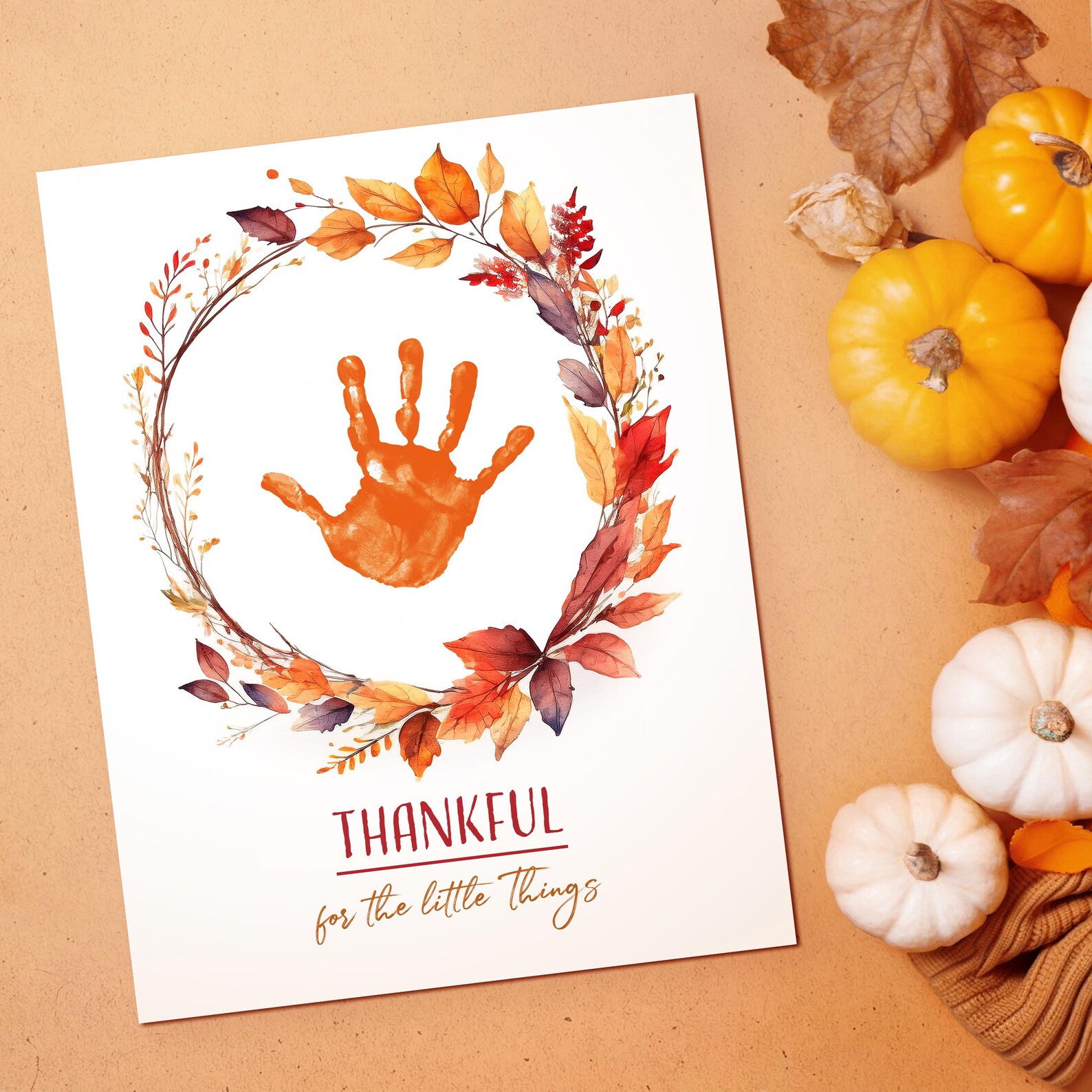 Fall Handprint Wreath Craft: Thanksgiving Keepsake (digital Download ...