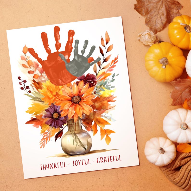 Fall Handprint Flower Craft: Thanksgiving Keepsake (digital Download ...