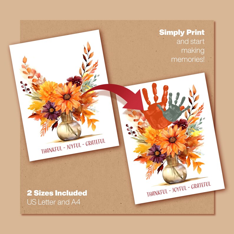 Fall Handprint Flower Craft: Thanksgiving Keepsake (digital Download ...