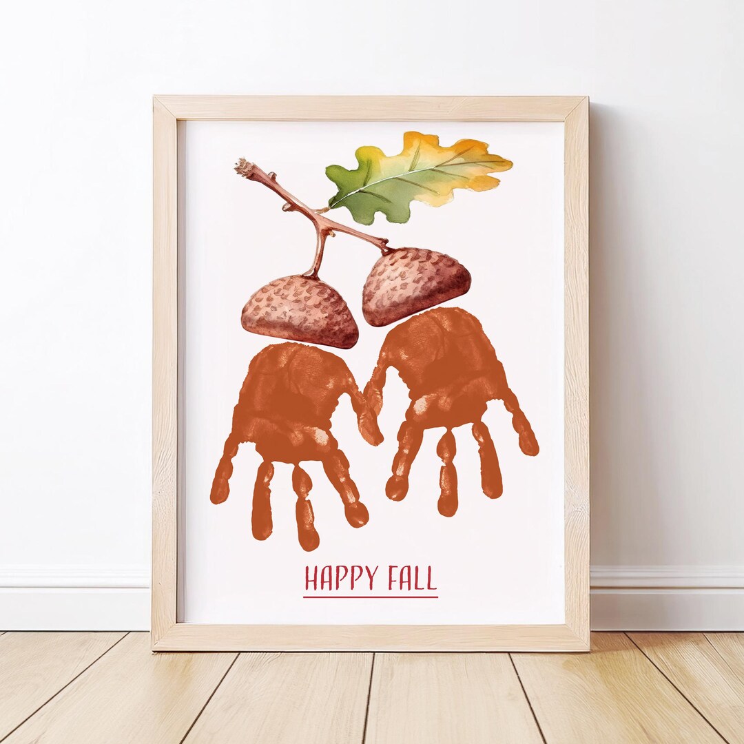 Fall Acorn Handprint Art: DIY Kids Thanksgiving Craft (digital Download ...