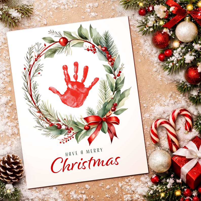 Christmas Wreath Handprint Craft: Christmas & Holiday Keepsake (digital ...
