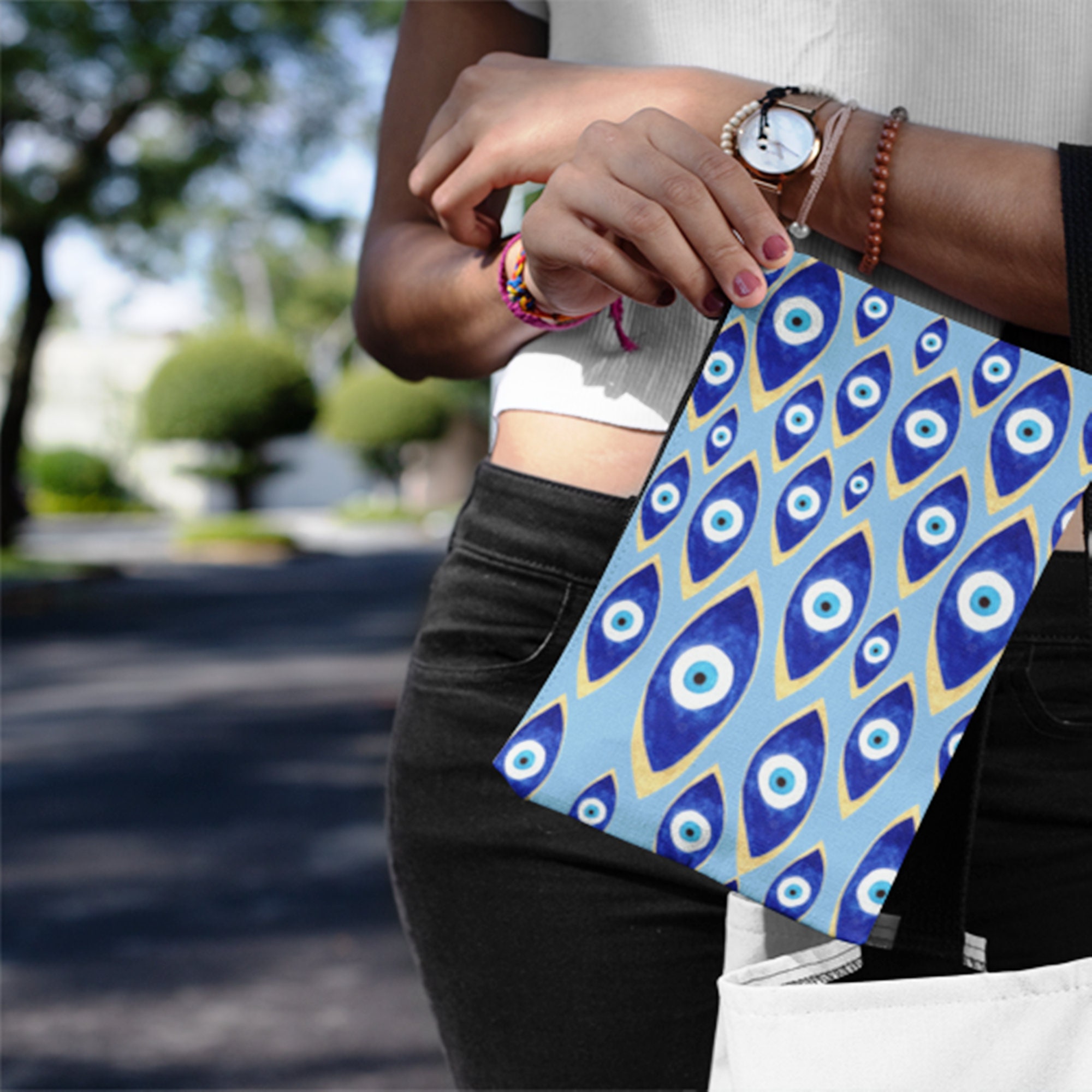 Blue Evil Eye Accessory Pouch Handbag Coin Purse Turkish Evil Eye ...
