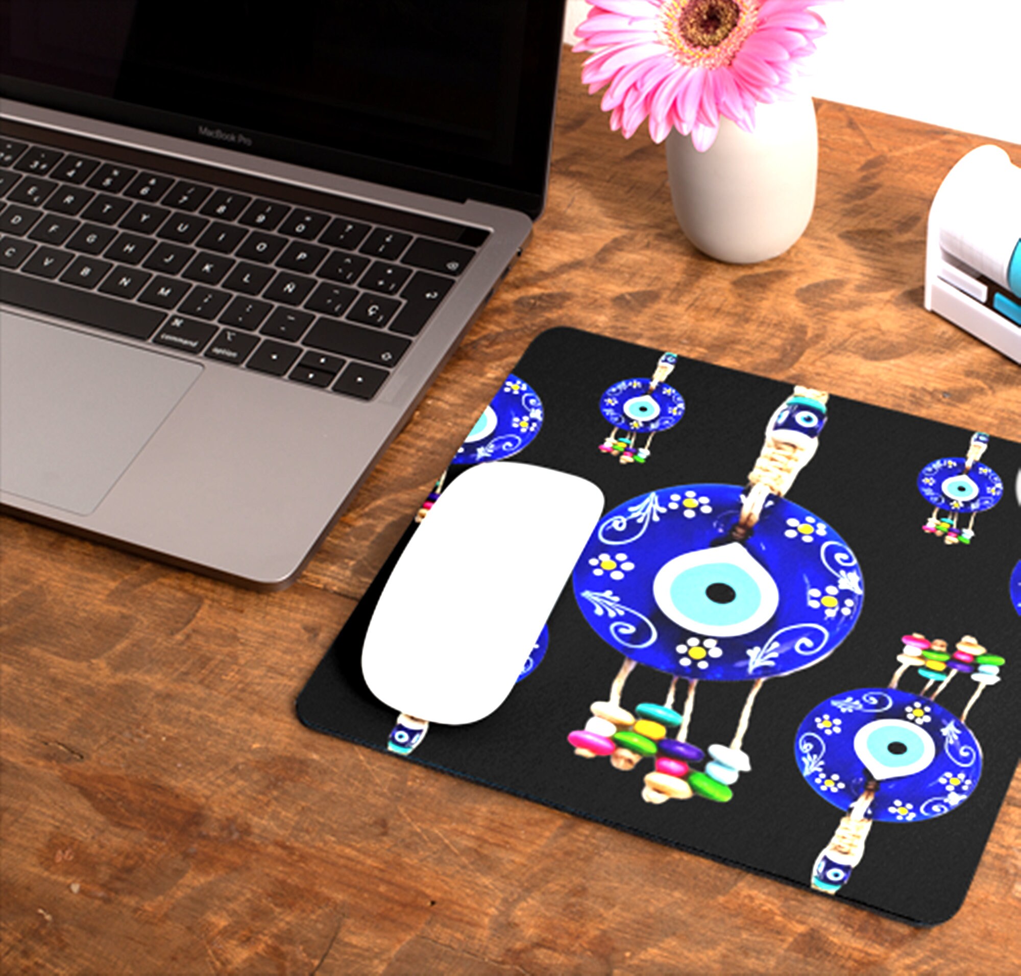 Evil Eye Rectangle Mouse Pad Greek Protection Turkish Nazar Evileye Gamer Mousepad Black Series ...