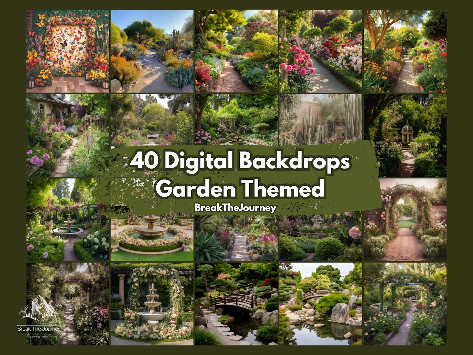 40 Stunning Garden-themed Photography Backdrops for Digital Download ...
