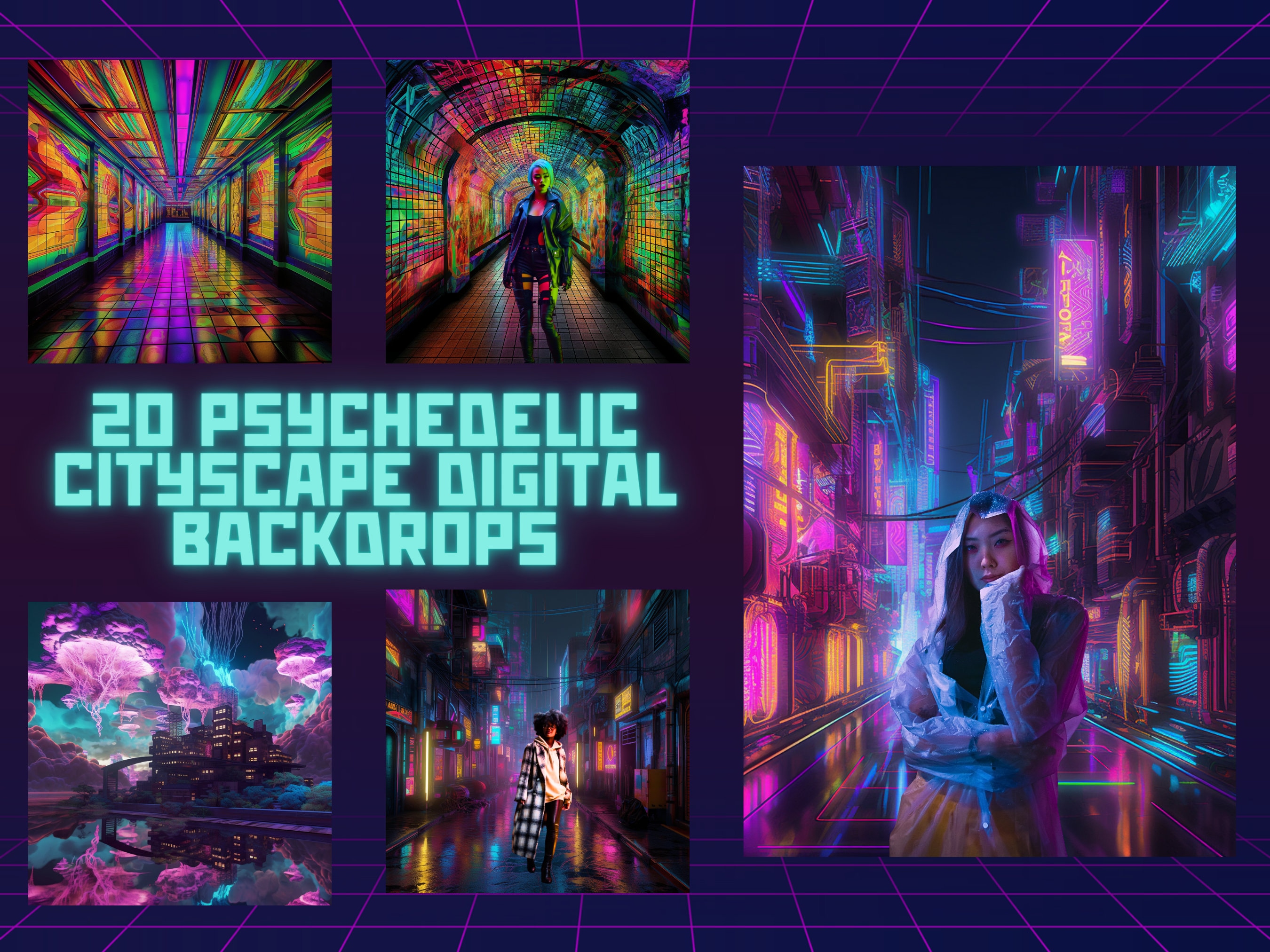 Cyberpunk Digital Backgrounds - 20 Psychedelic Cityscape Digital ...