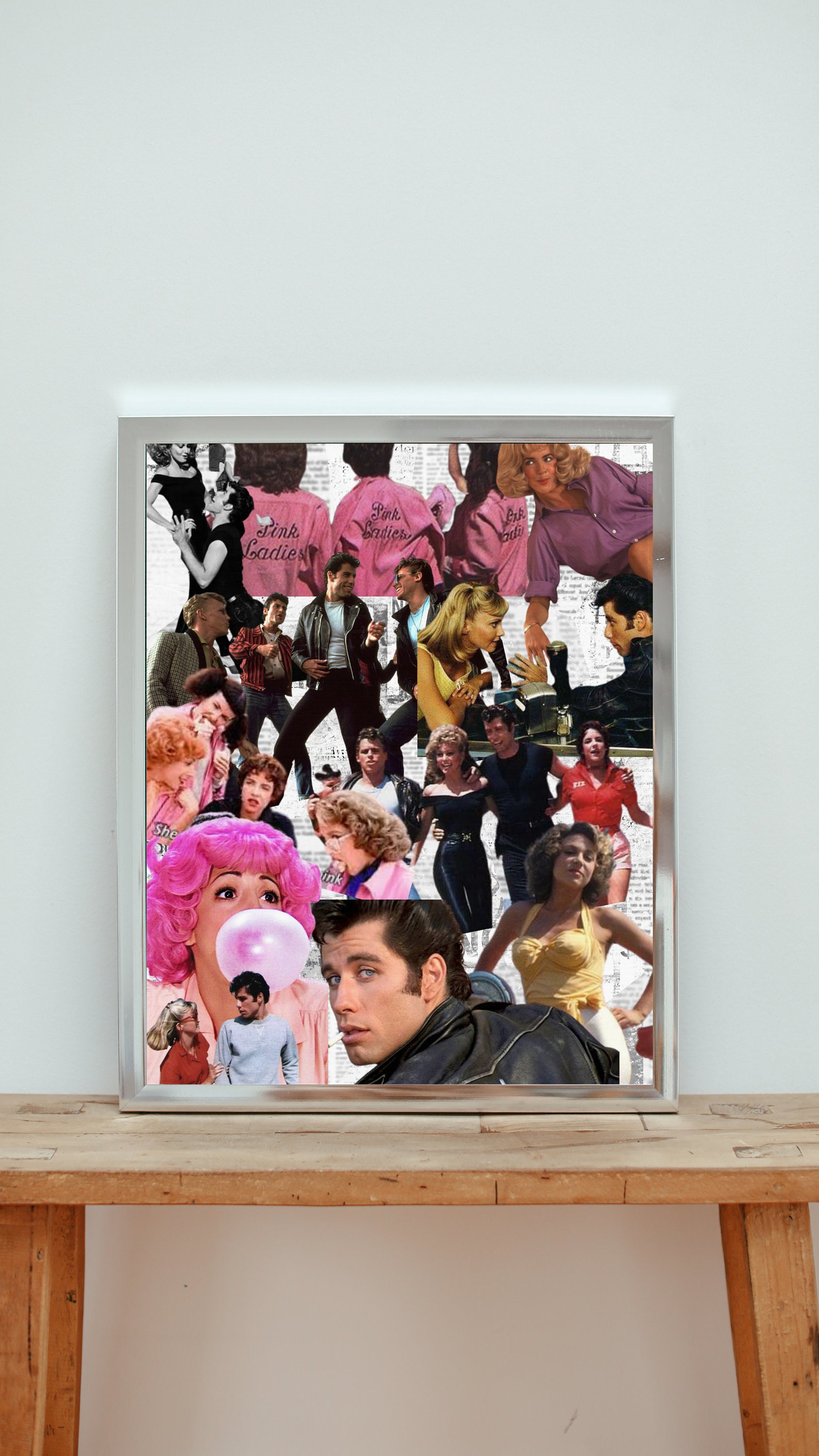 Grease Inspired Matte Vertical Posters L Retro Collage Pink Ladies Home ...