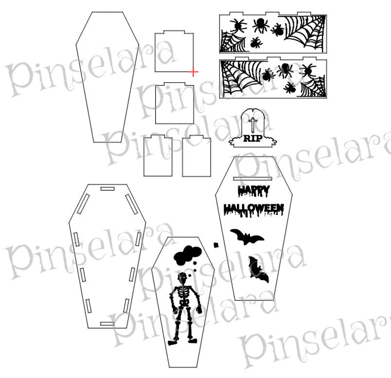 Laser Cut File, Halloween Coffin 15 Cm, Garden Decoration, Halloween ...