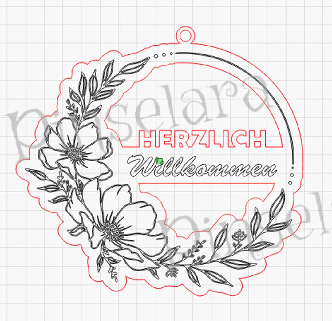 Laser Cut File, Herzlich Willkommen Schild, Türkranz, Familienschild ...