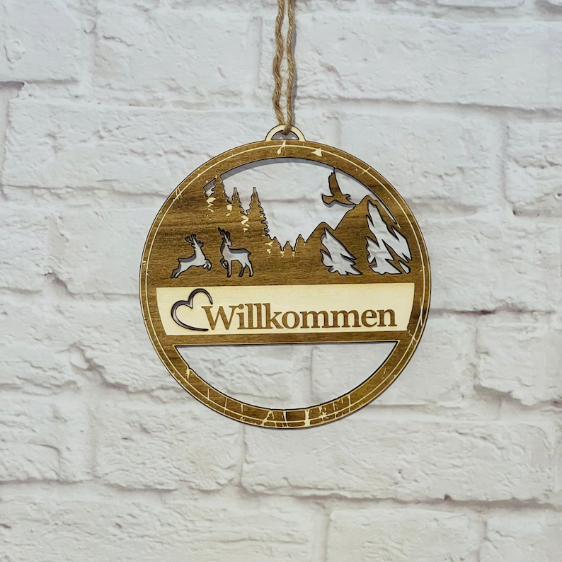 Laser Cut File, Herzlich Willkommen Schild, Türkranz, Familienschild ...