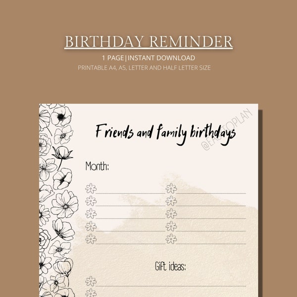 Birthday Reminder - Etsy