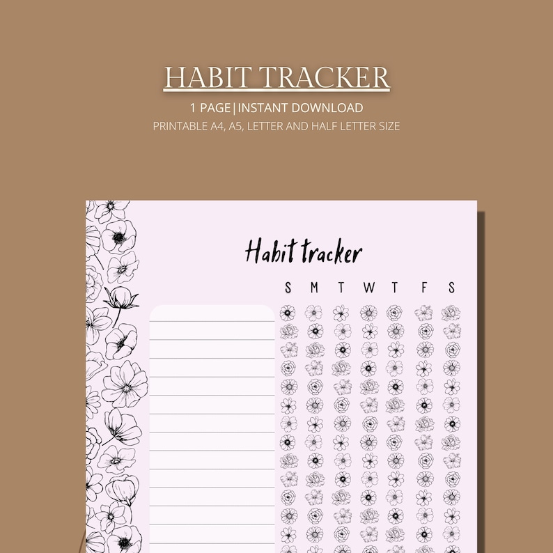 Pink Habit Tracker Printable, Monthly Habit Tracker, Habit Tracker ...