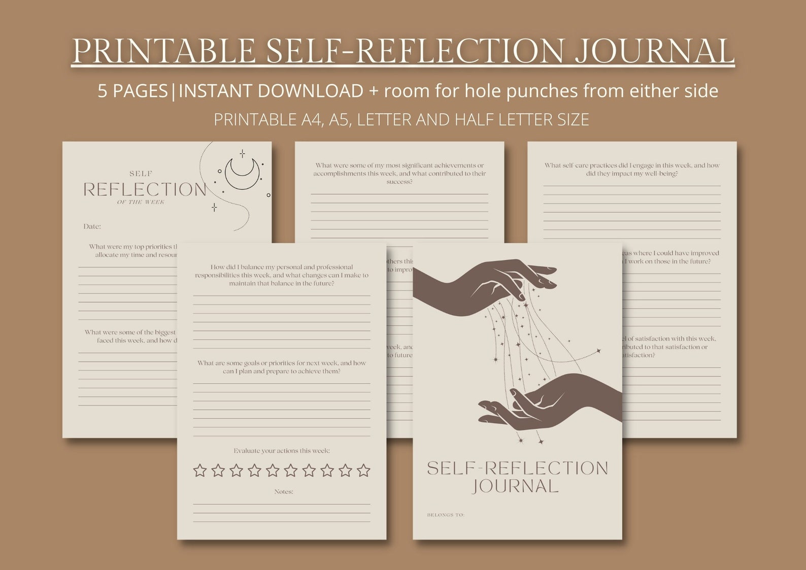 Printable Self-reflection Weekly Planner, Self-reflection Journal ...