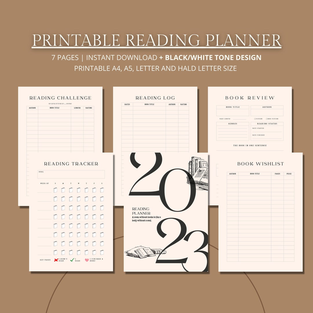 Book Reading Planner 2023, Book Review Planner Printable, Digital ...